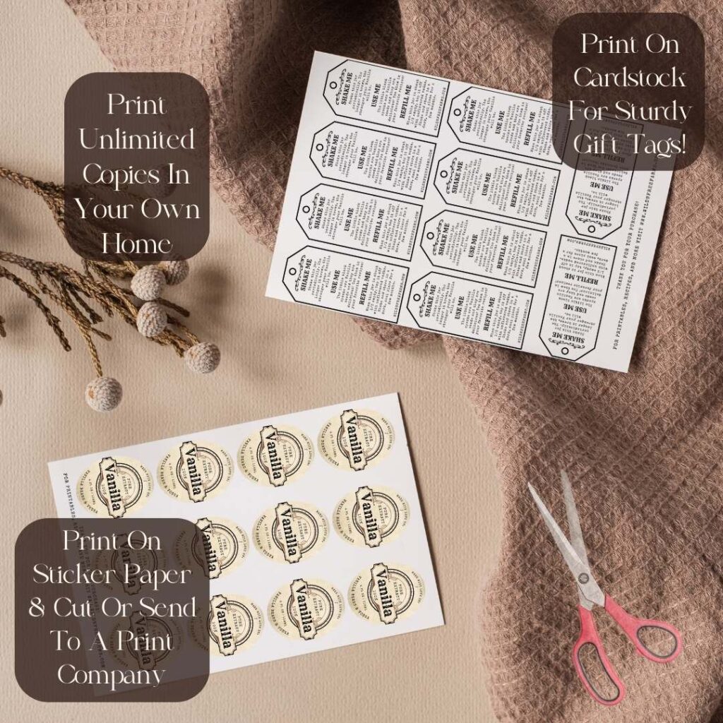 Homemade Vanilla Extract Labels + Gift Tags